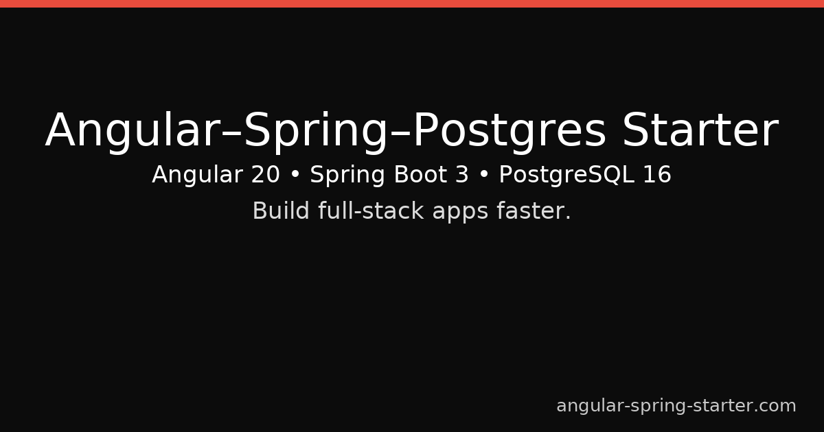 Angular–Spring–Postgres Starter | Angular 20 + Spring Boot 3 boilerplate